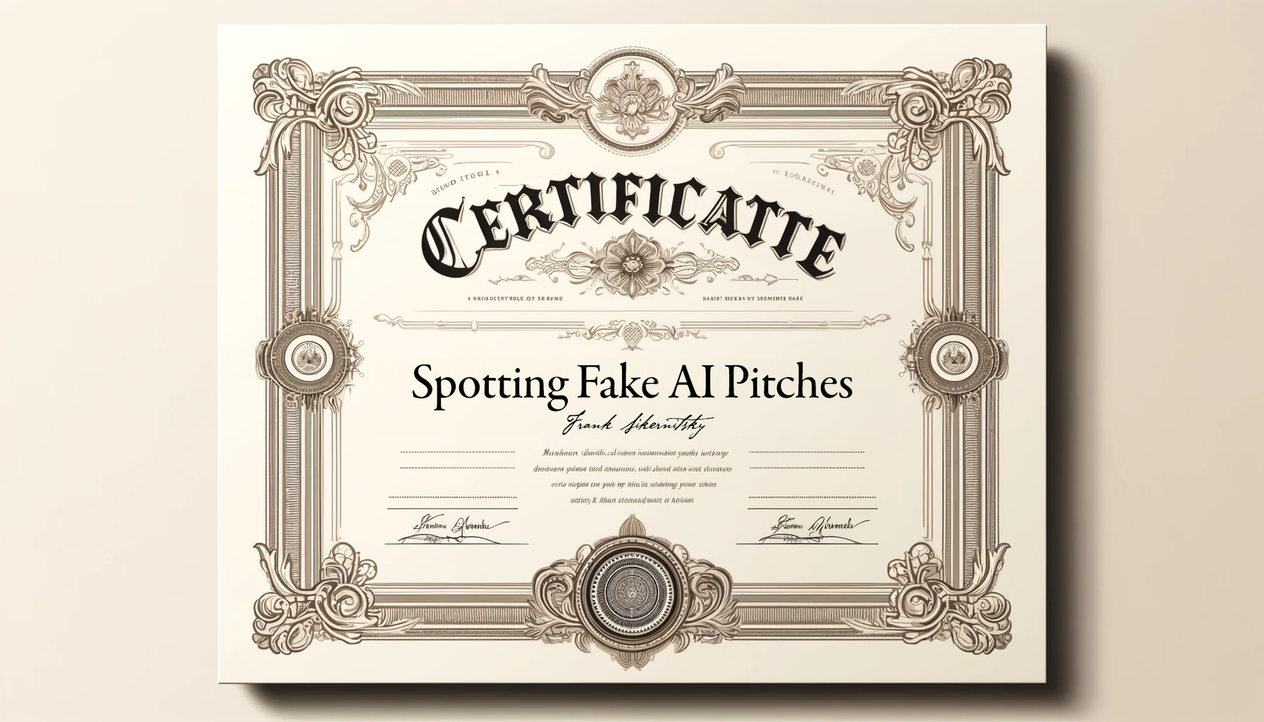 New Certification in Fake AI PItches - Frank Sikernitsky
